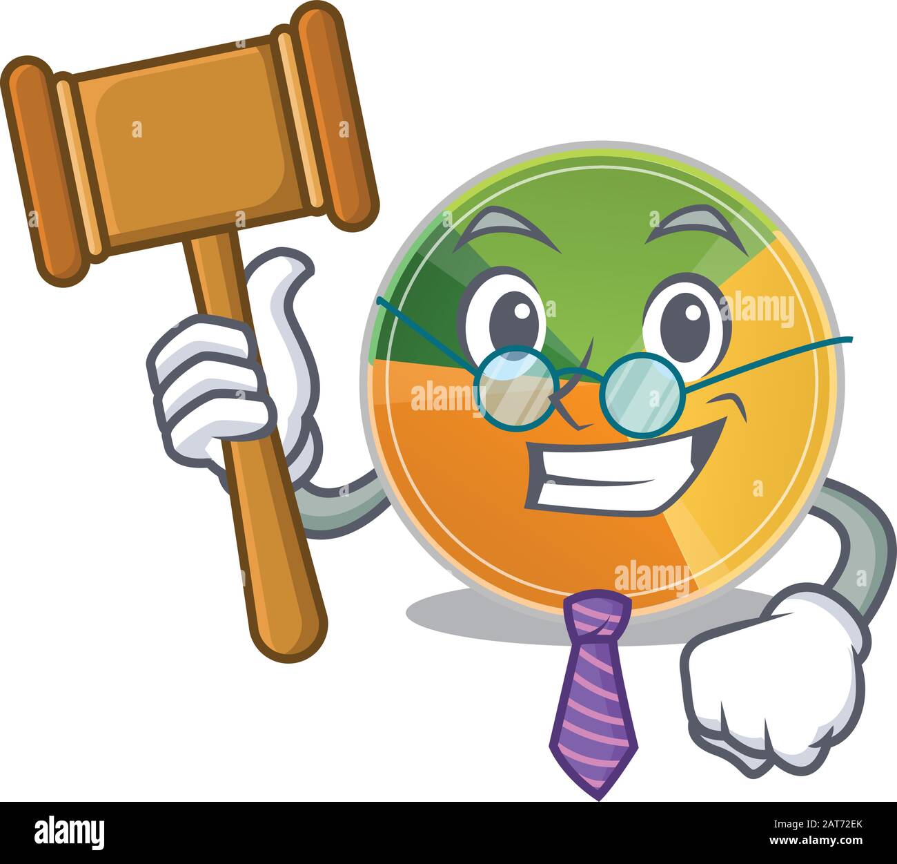 Smart Judge pie chart in mascot cartoon character style Stock Vector ...