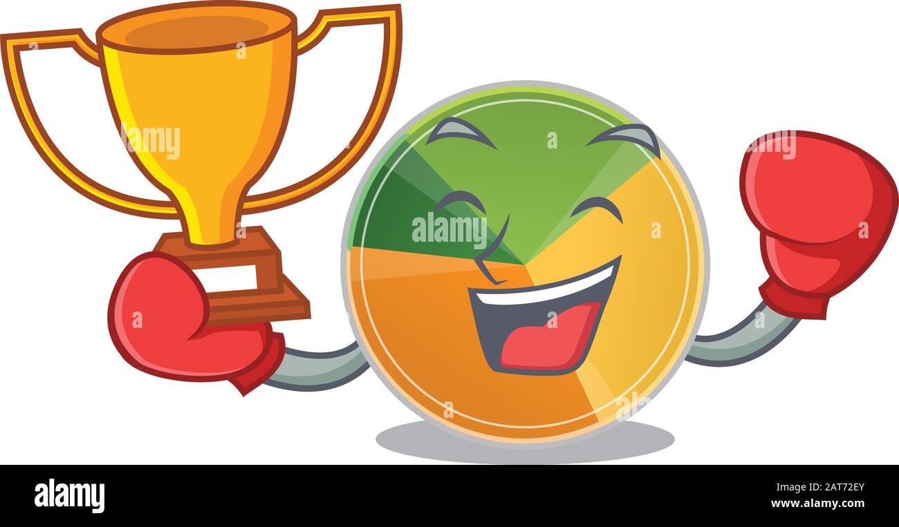 fantastic Boxing winner of pie chart in mascot cartoon style Stock ...