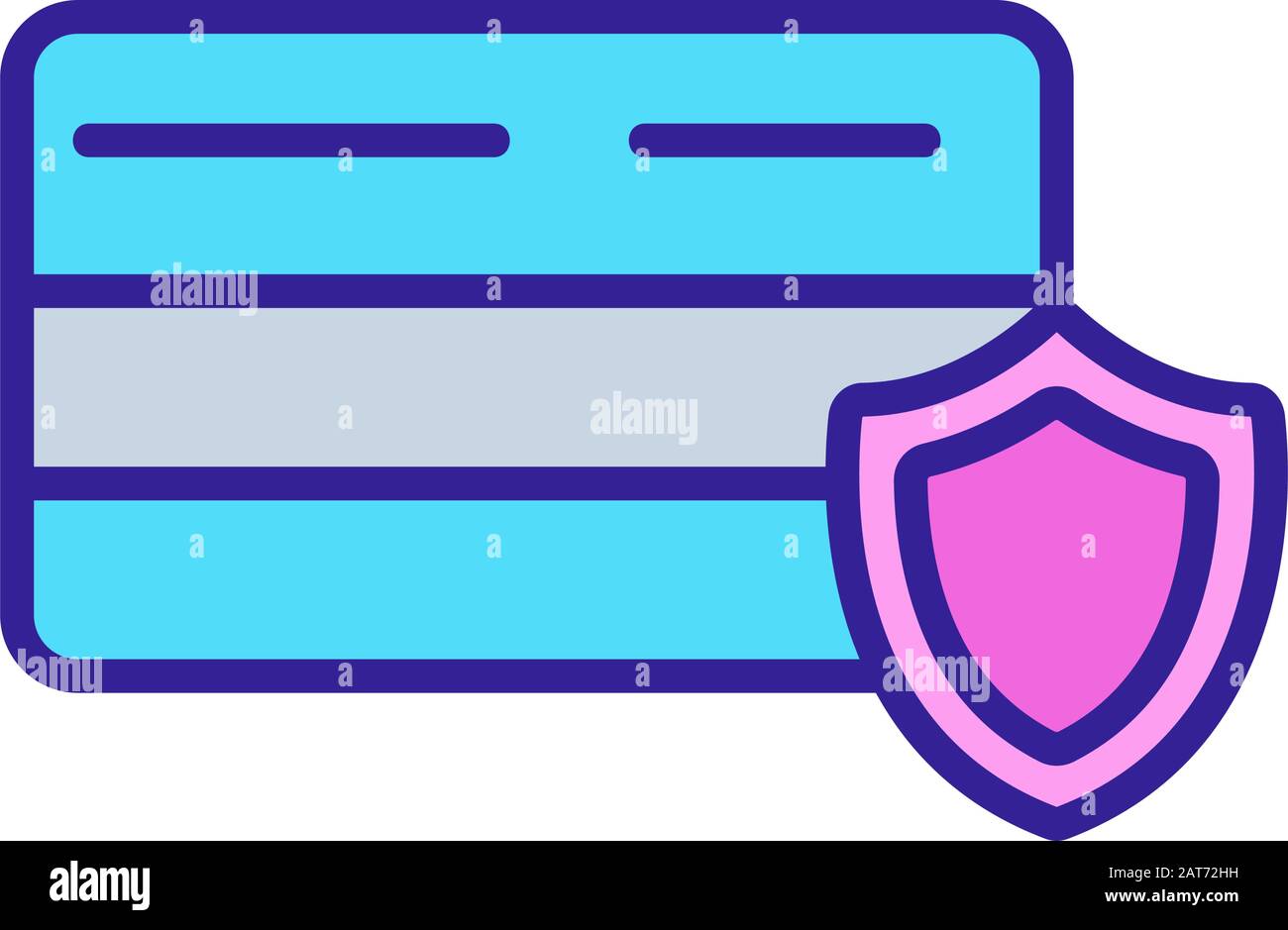 Protect the bank card icon vector. Isolated contour symbol illustration ...