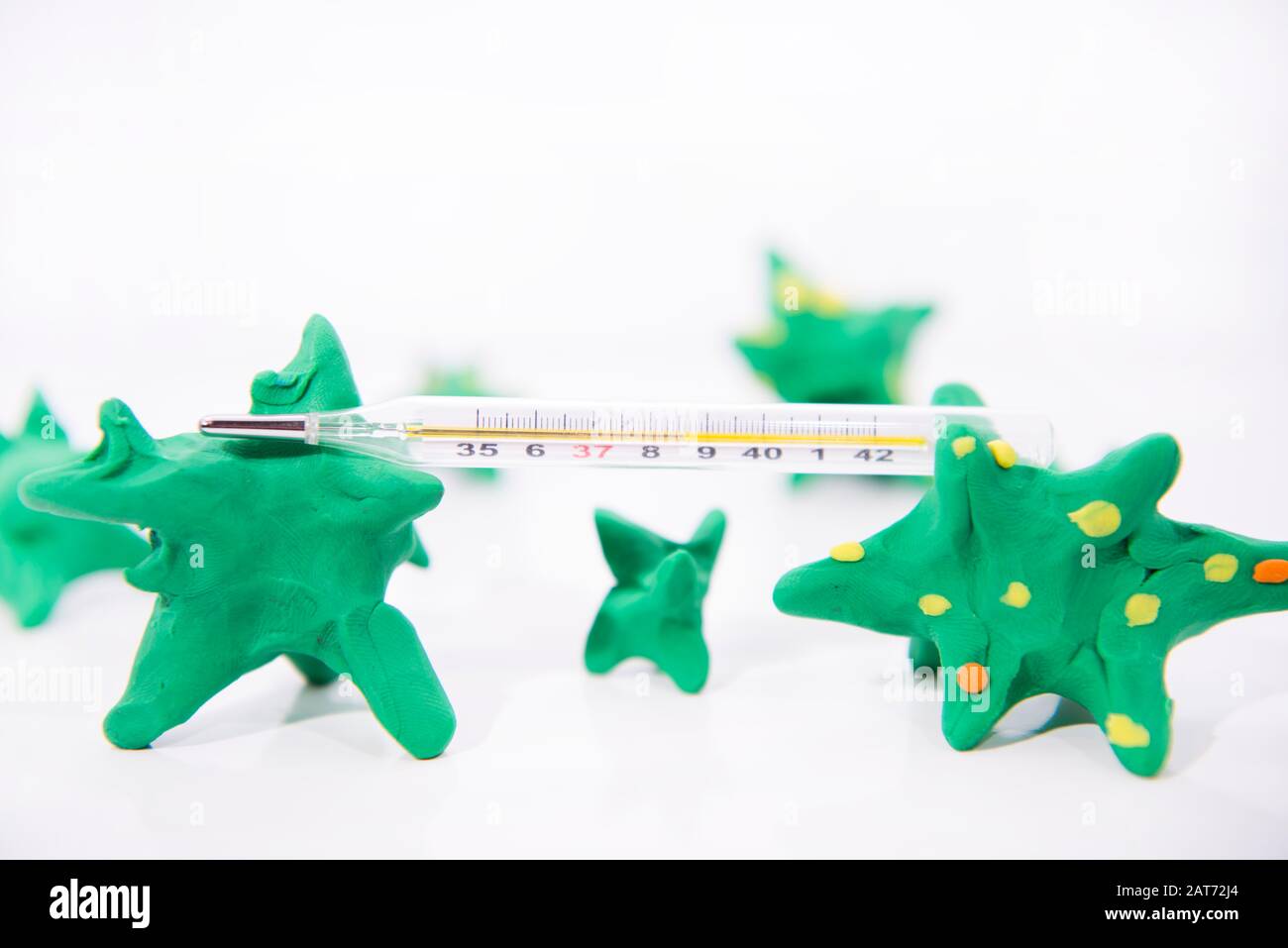 Microbes made from Play Clay. Abstract photo of the spread of the virus ...