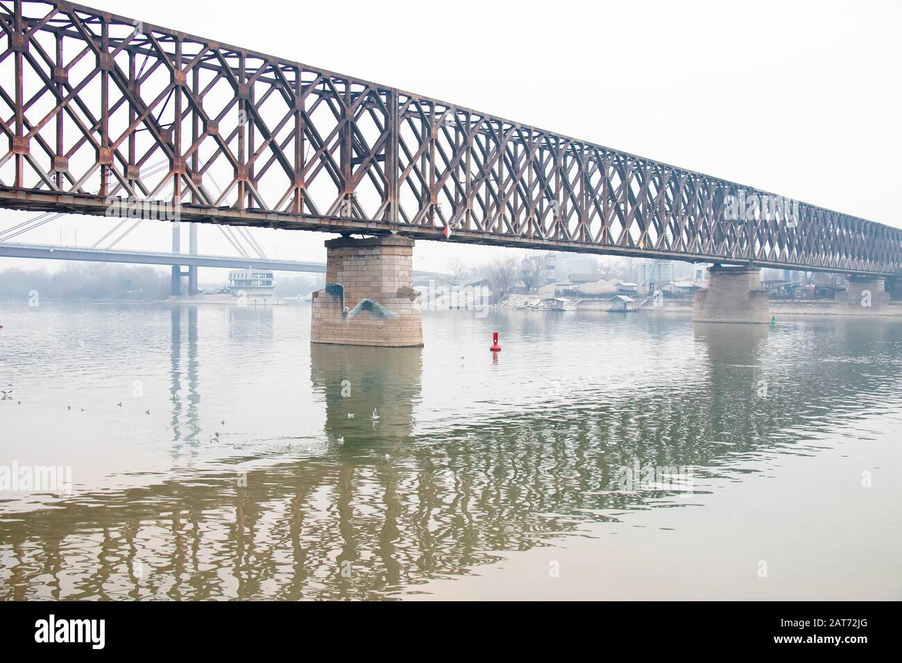 Belgrade, Serbia - January 26, 2020: The Old railway bridge above Sava ...