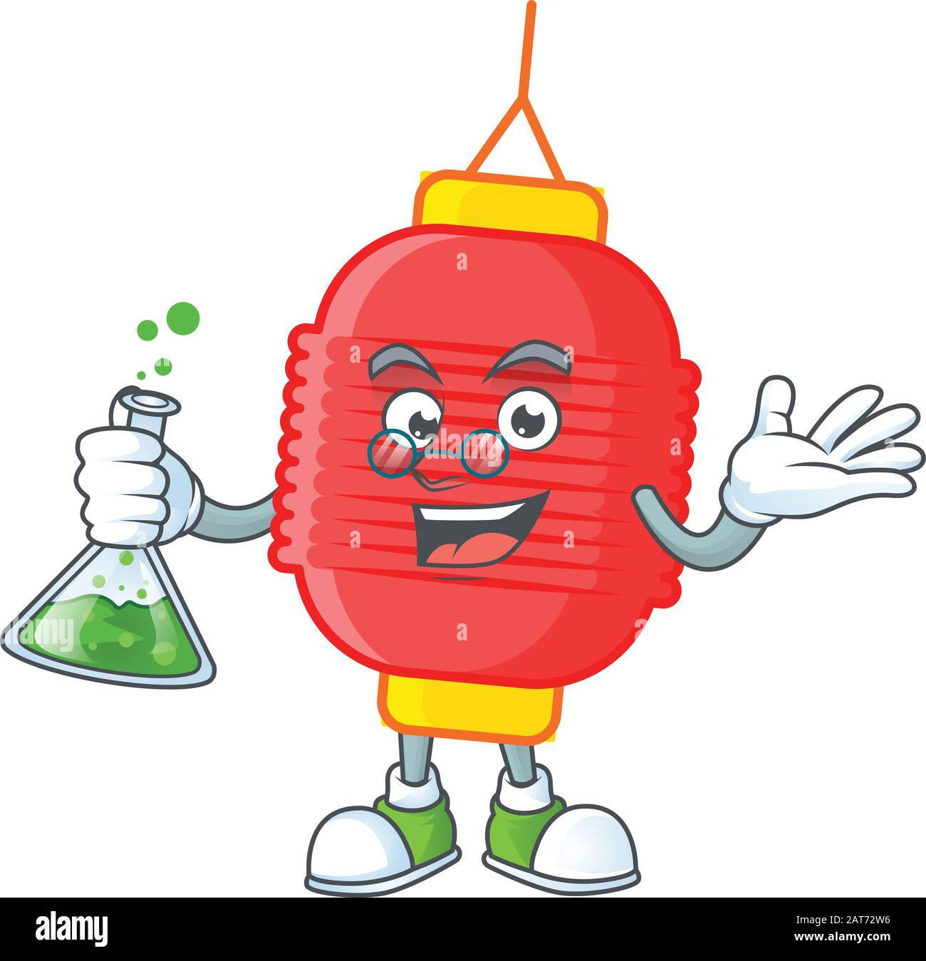 Smart Professor chinese lantern cartoon character with glass tube Stock ...