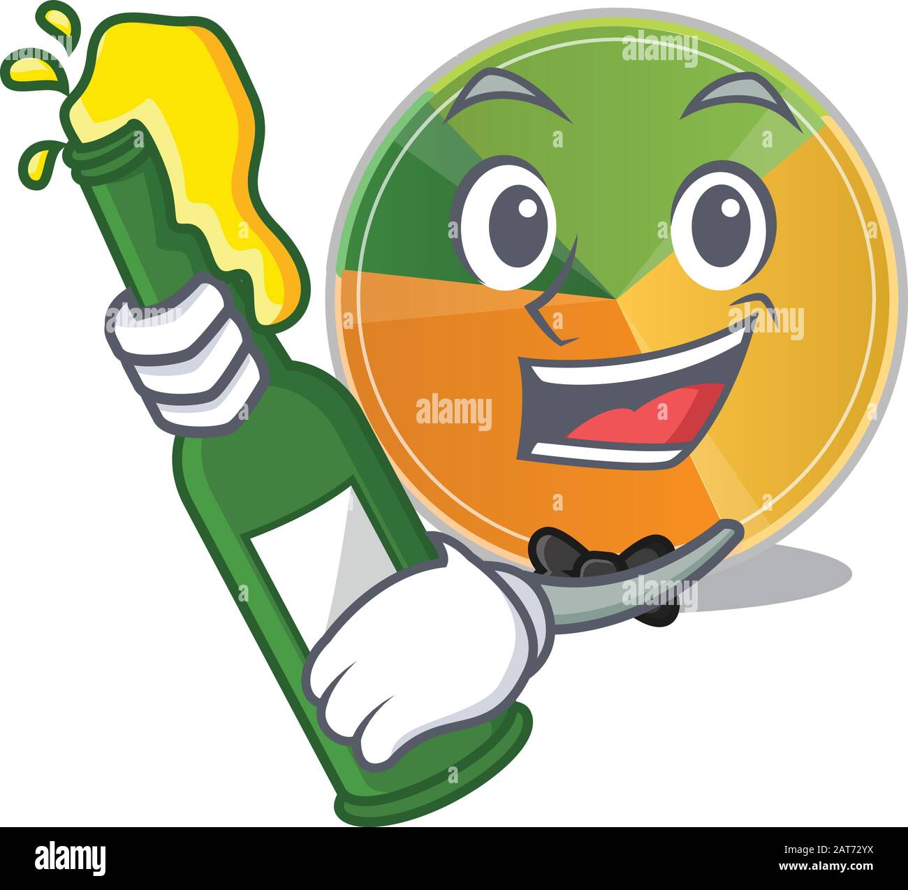 mascot cartoon design of pie chart with bottle of beer Stock Vector ...