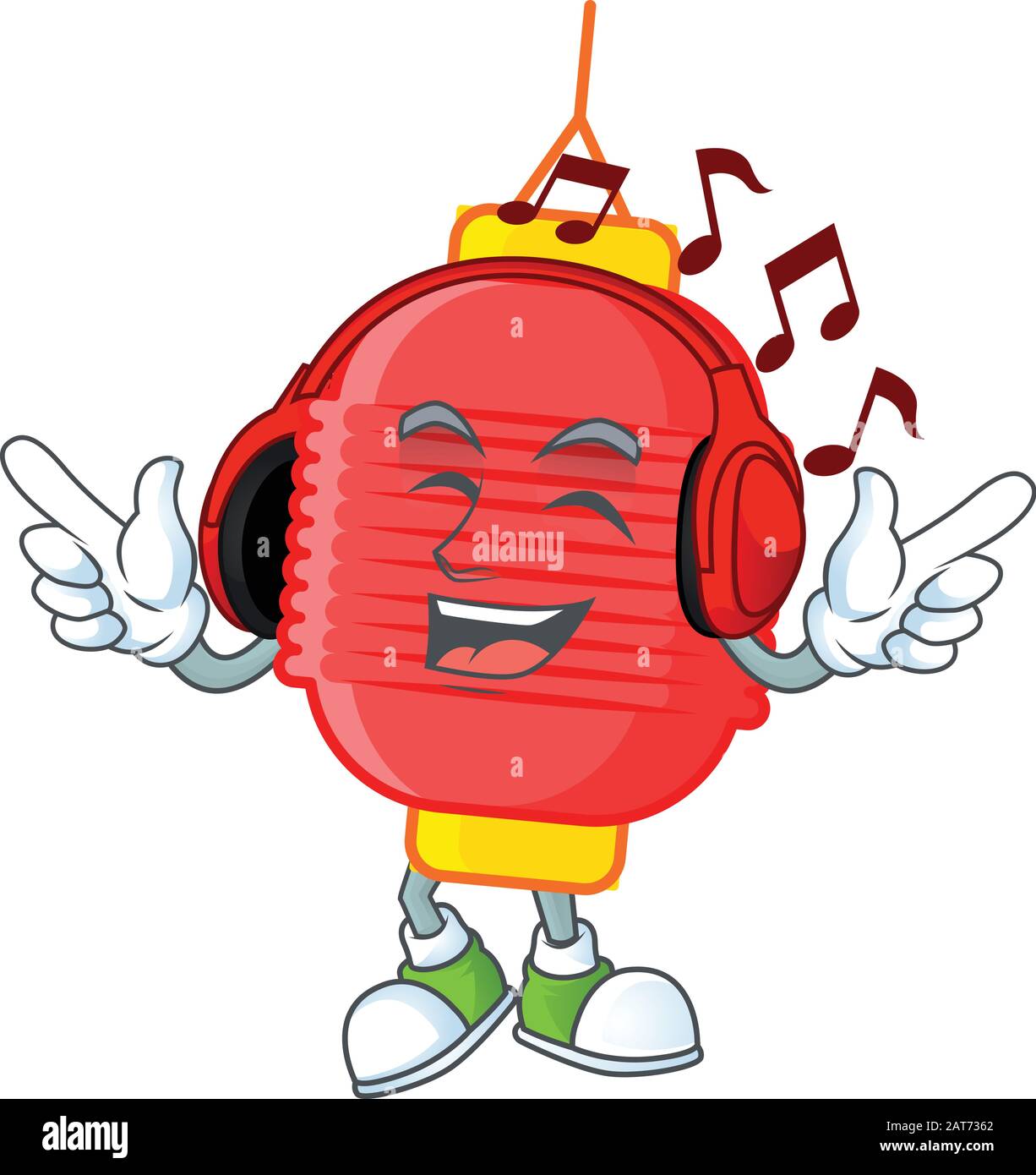 Listening music chinese lantern mascot cartoon character design Stock ...