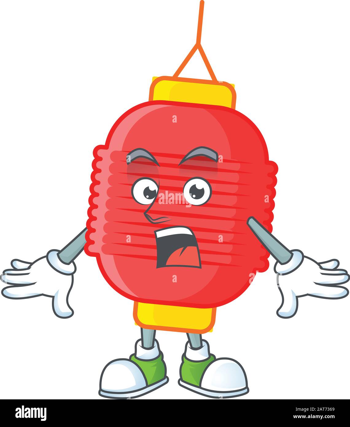 Chinese lantern cartoon character design on a surprised gesture Stock ...