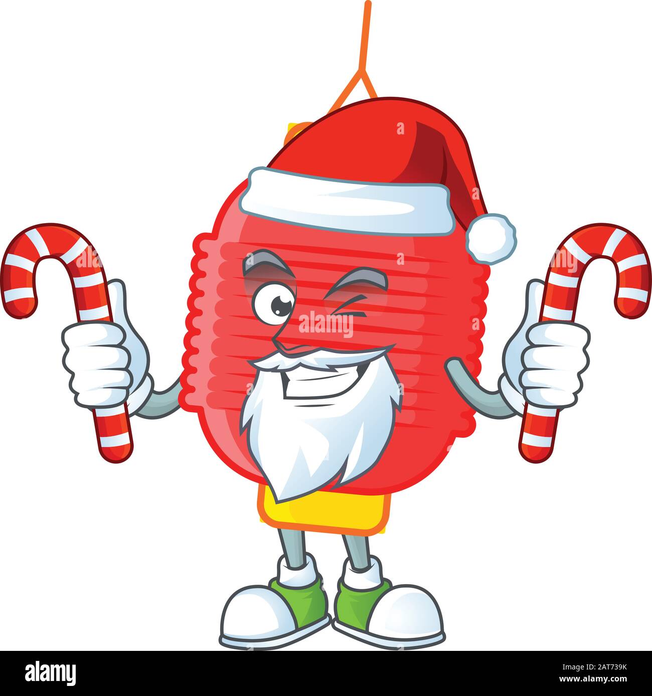 Chinese lantern Cartoon character in Santa costume with candy Stock ...