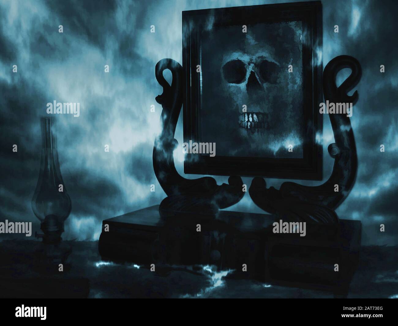 Digital illustration art. Ghost in the mirror Stock Photo - Alamy
