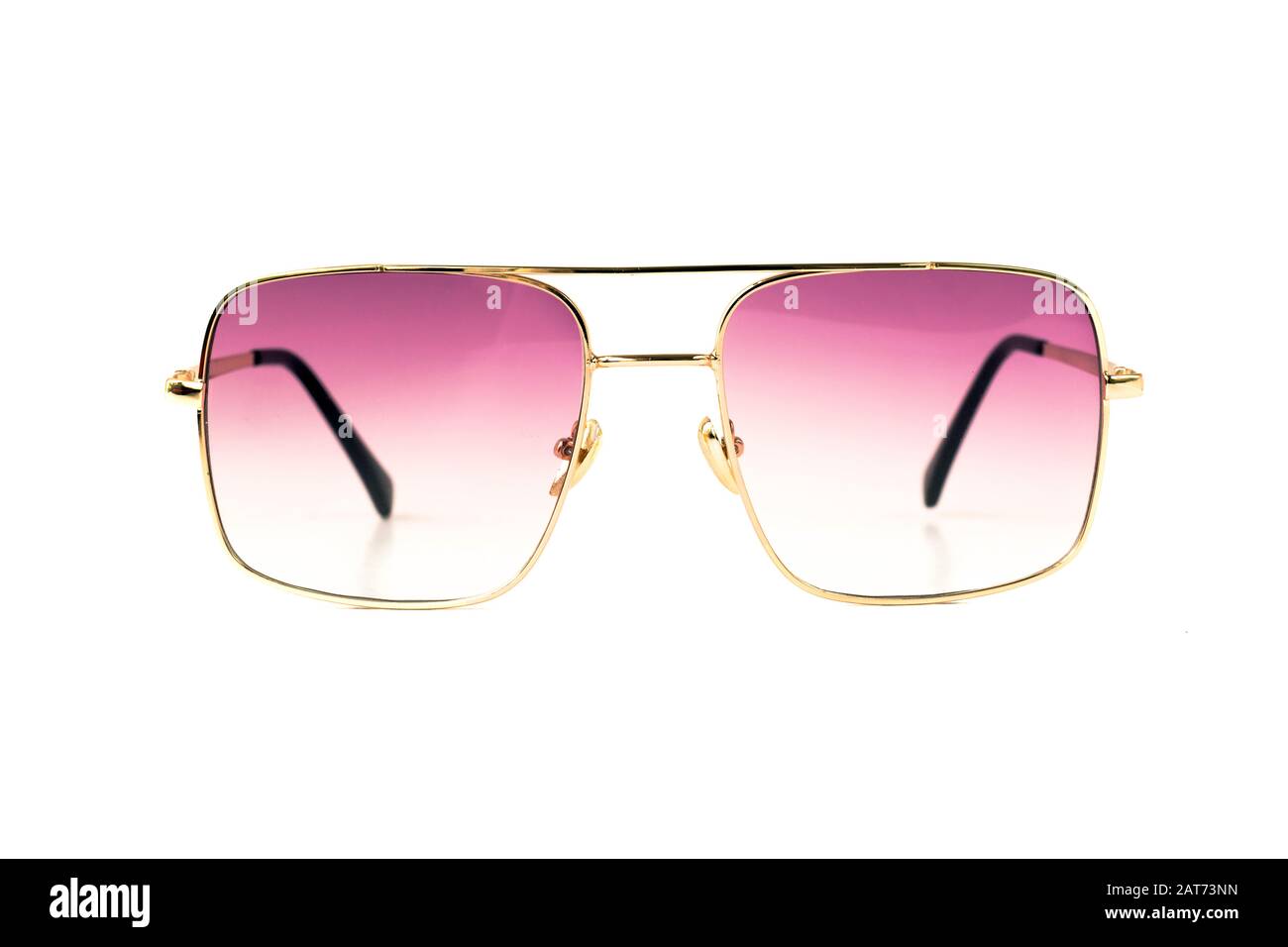 Pink Aviator Sunglasses with Gradient Flat Top Trapezoidal Thin Frame ...