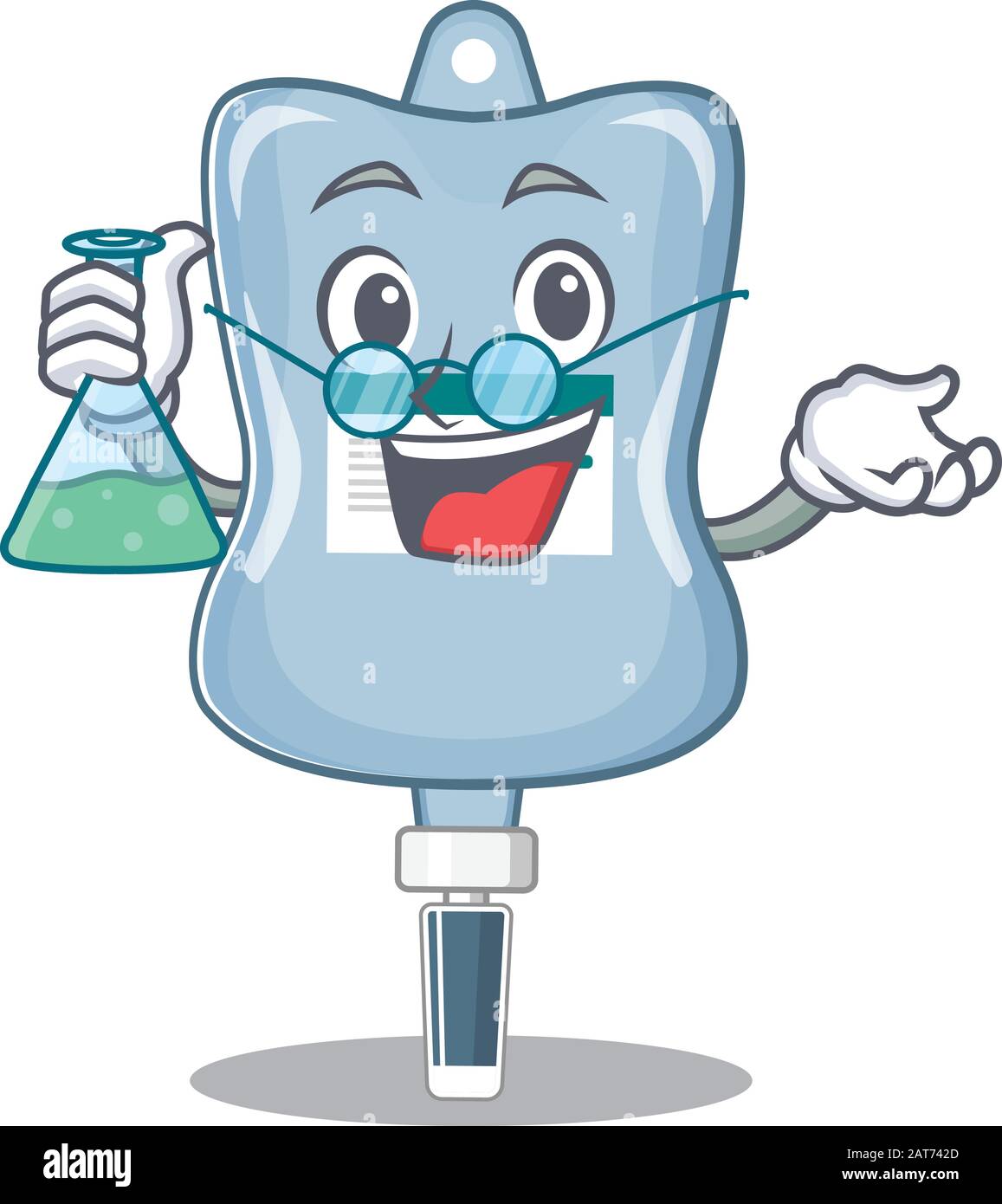 Smart Professor saline bag cartoon character with glass tube Stock ...