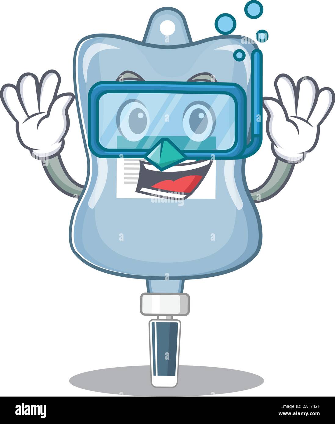 cartoon character of saline bag wearing Diving glasses Stock Vector ...