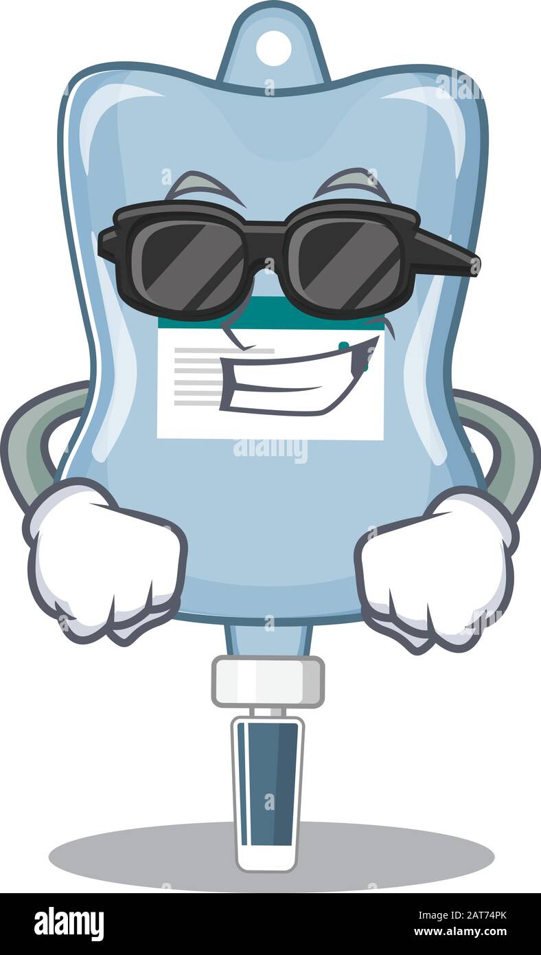 Super cool saline bag character wearing black glasses Stock Vector ...