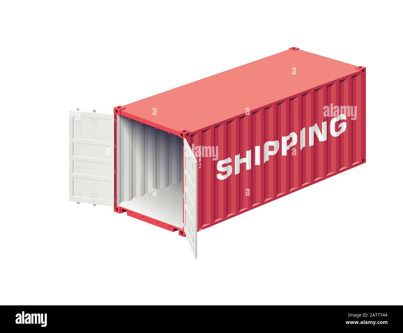 Open shipping container prepared for loading isolated on white ...