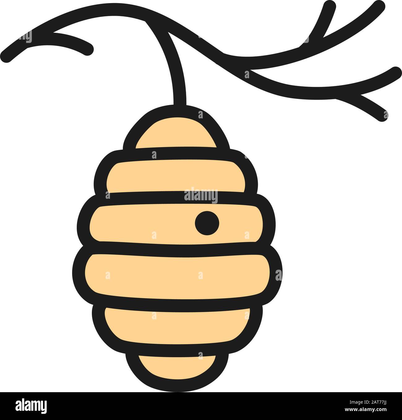 Bee Hive In Tree Drawing