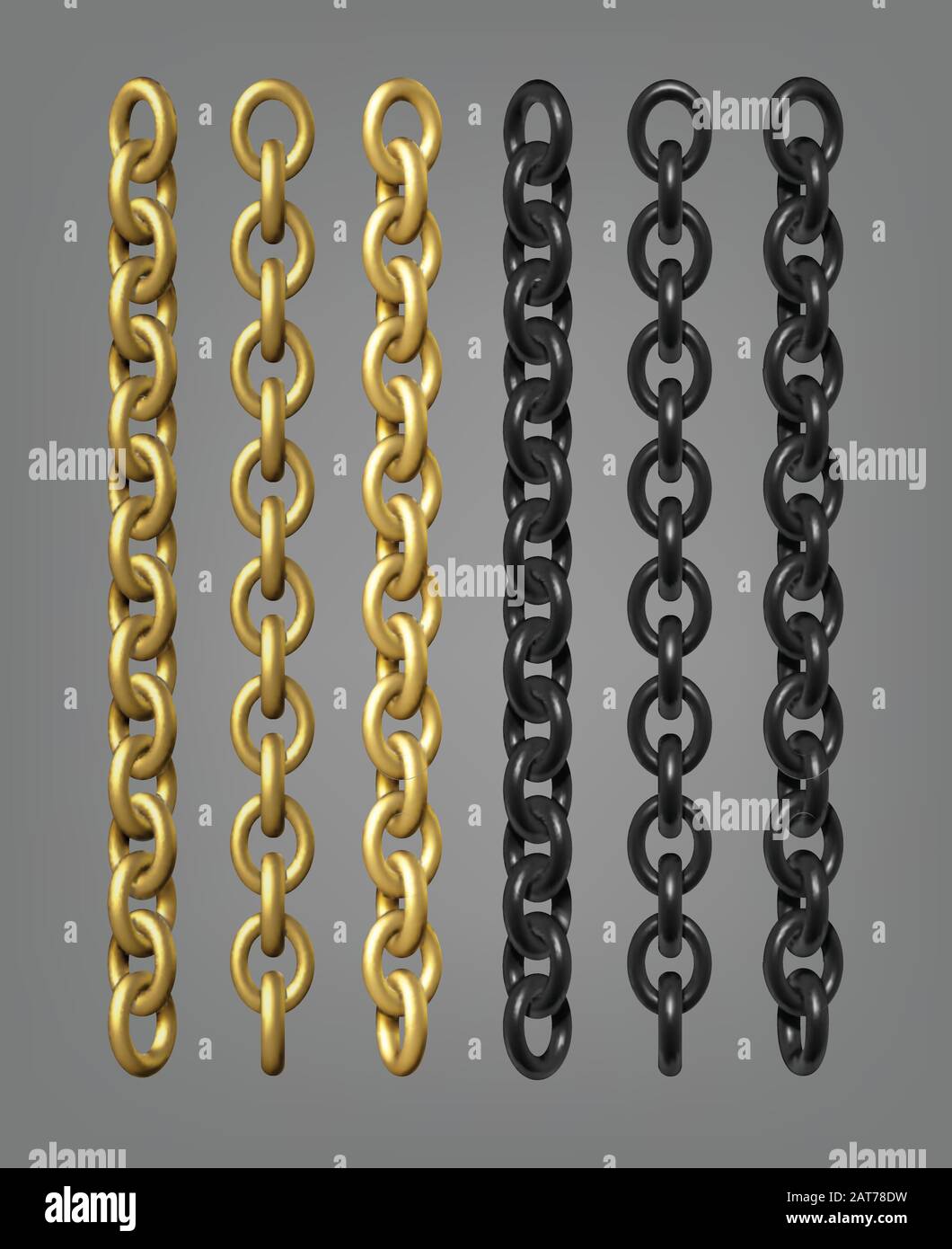 Gold and black metal chains. 3d realistic vector Stock Vector Image ...