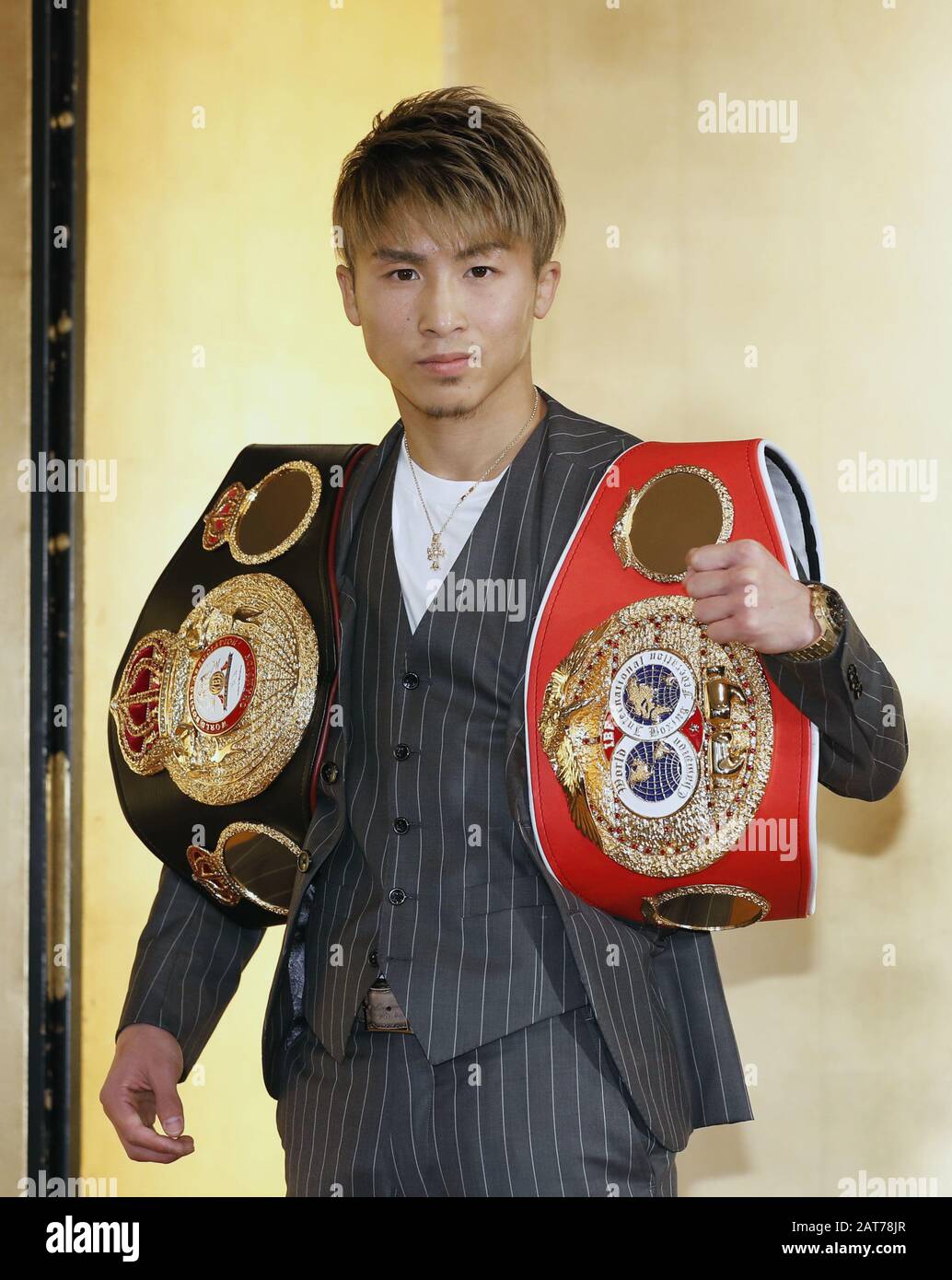 Japanese boxer Naoya Inoue, who holds the WBA and IBF bantamweight ...