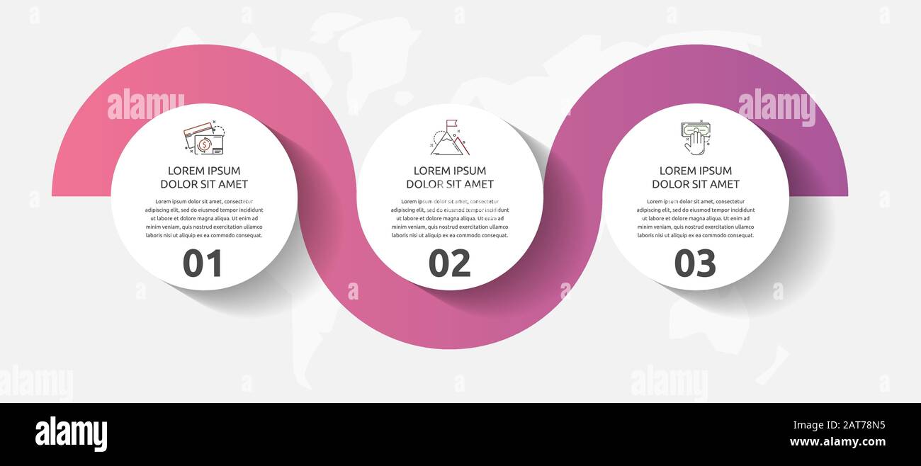 Vector template circle infographics. Business concept with 3 options and parts. Three steps for ...