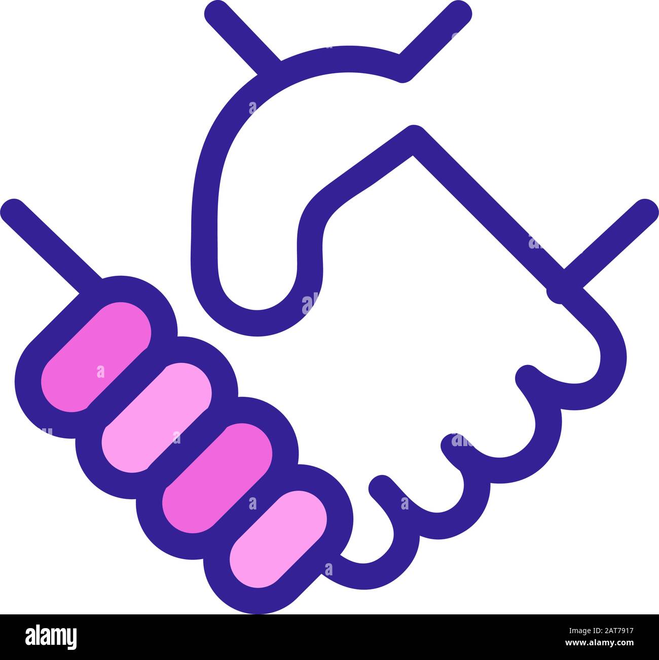 Shaking hands help the icon vector. Isolated contour symbol ...