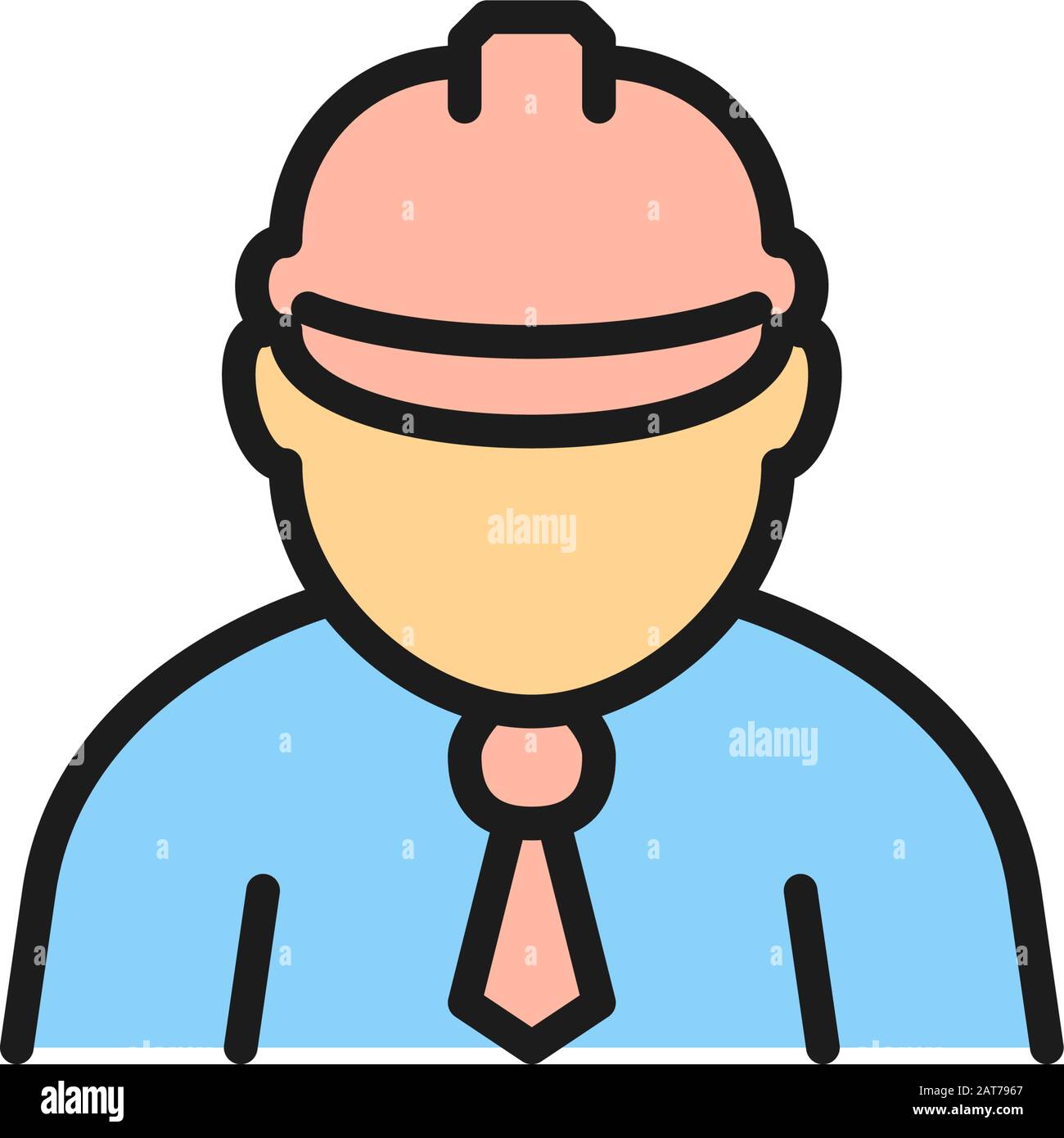 Construction worker, foreman, engineer, architect flat color line icon ... Construction worker, foreman, engineer, architect flat color line icon ...