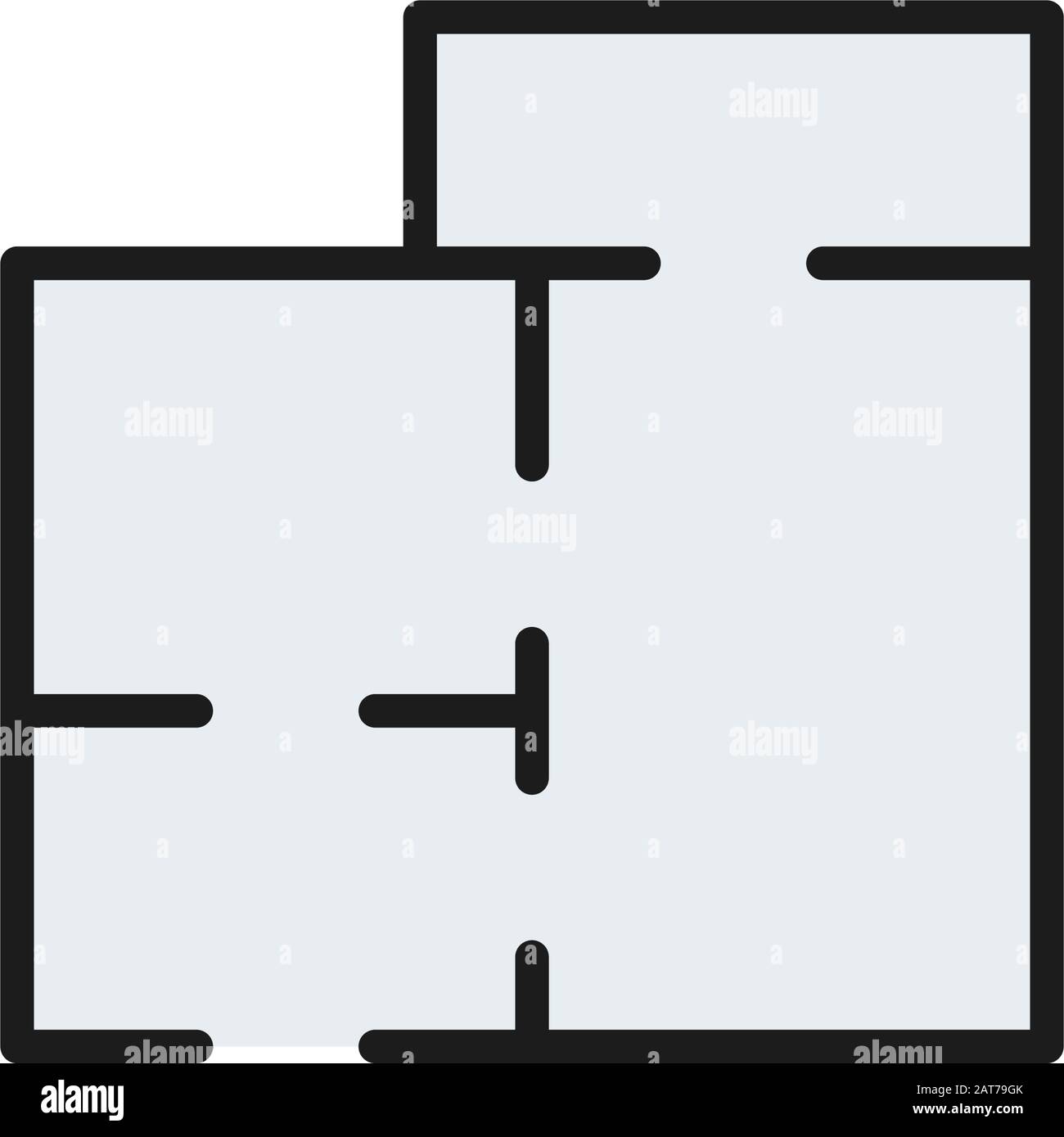 Apartment map, house project, floor plan flat color line icon Stock ...
