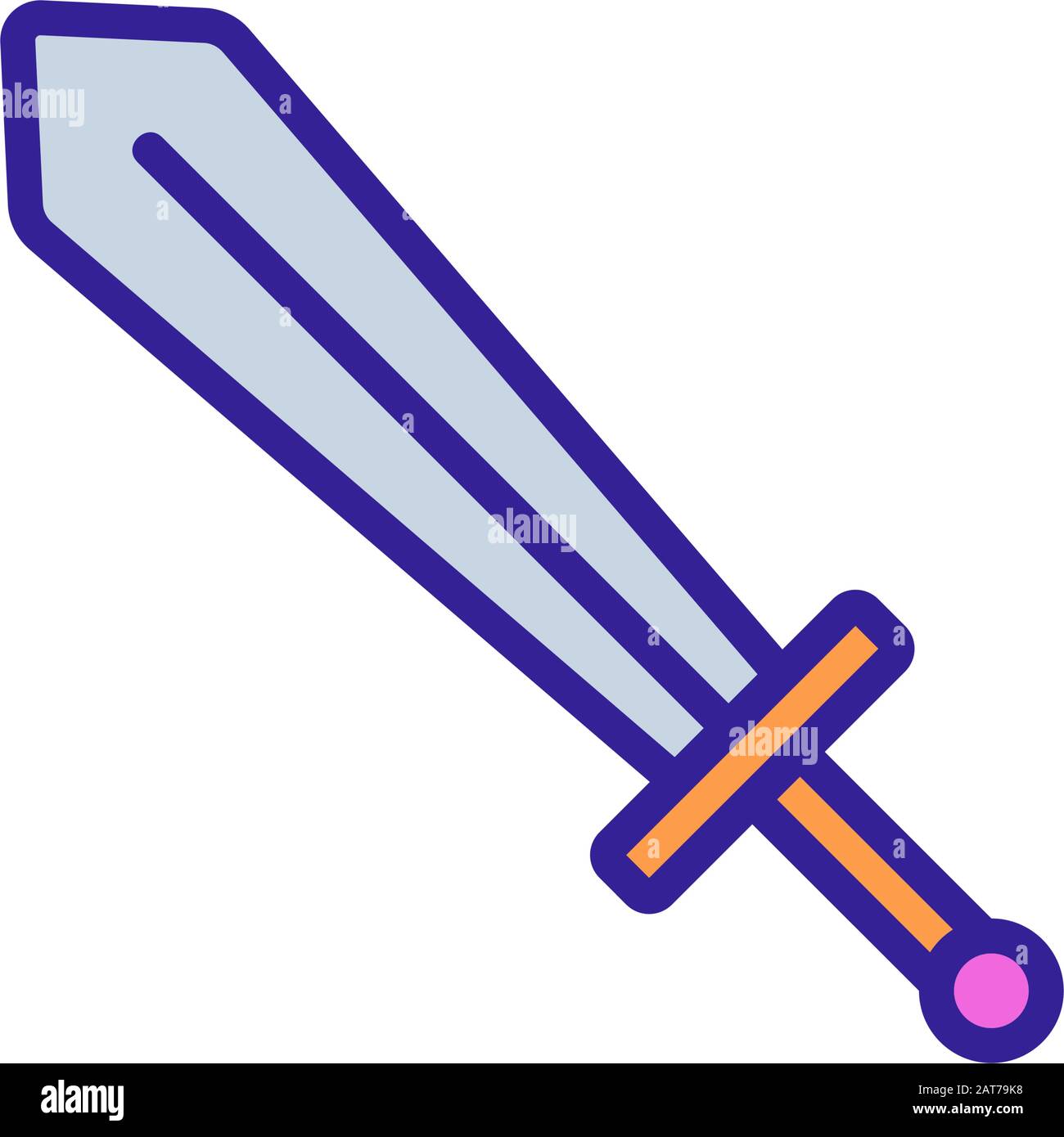 The sword knight is an icon vector. Isolated contour symbol ...