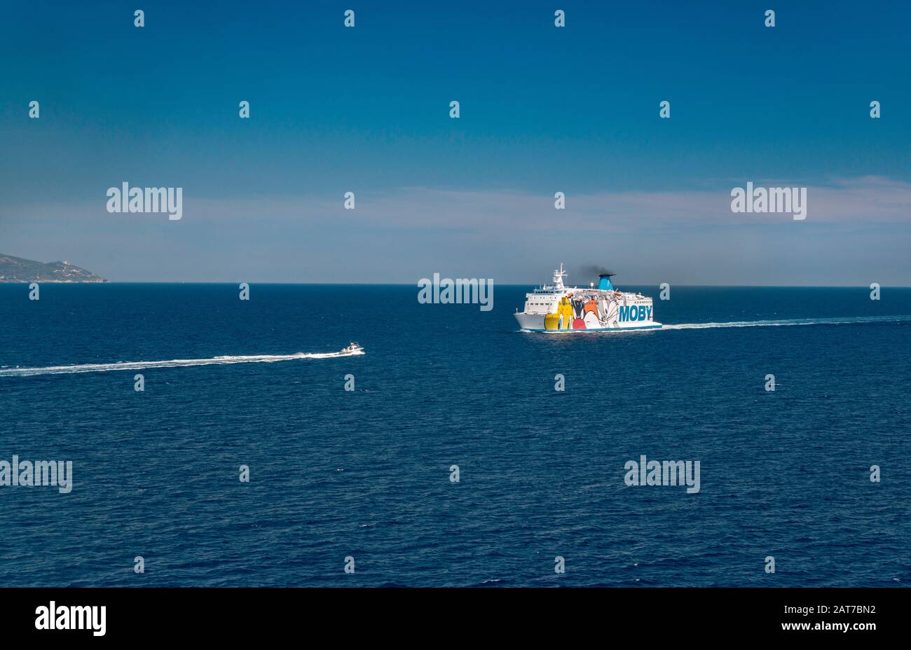 Pilot boat meeting MS Moby Vincent, Moby Lines ferryboat, approaching ...