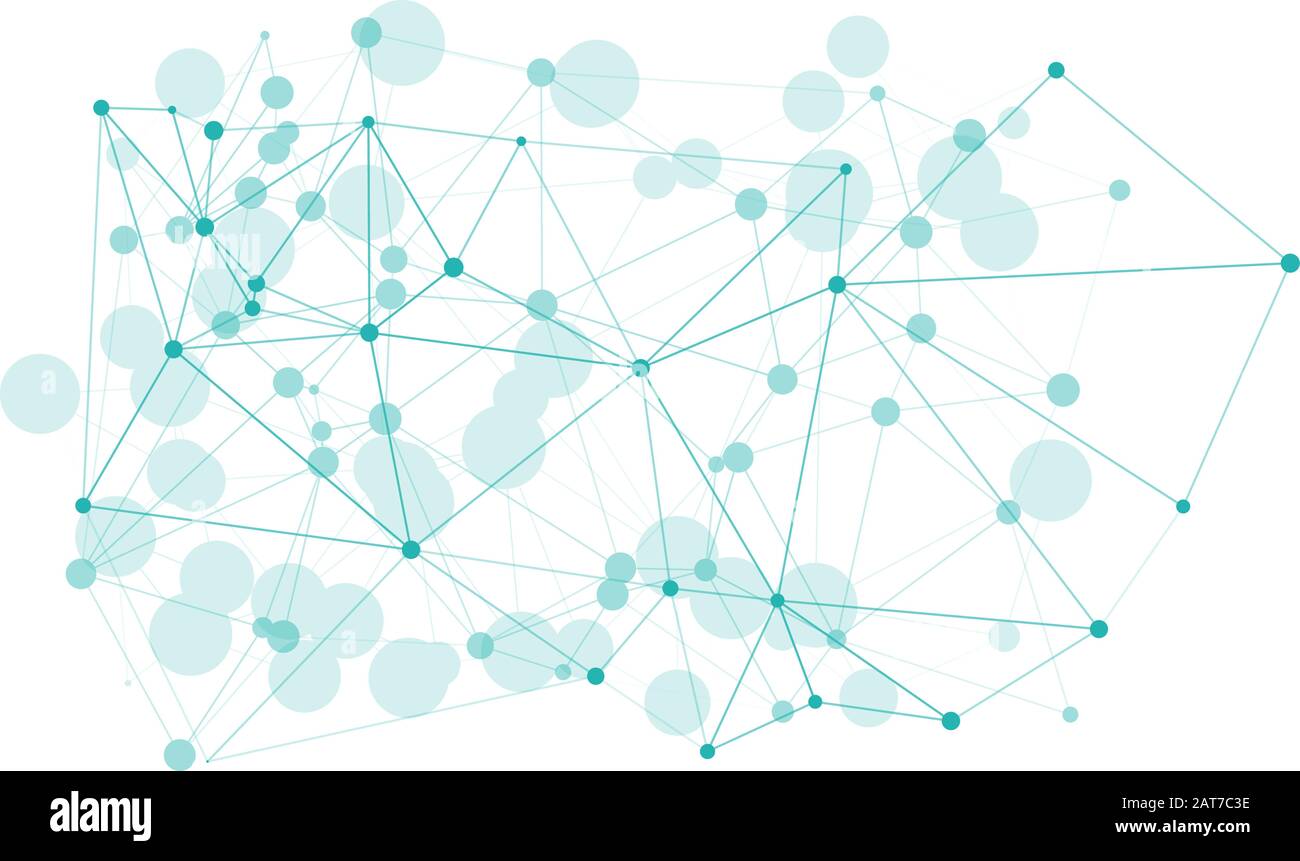 Connections graphic lines circles, vector shapes digital chaos concept ...
