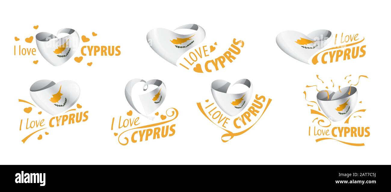 National flag of the Cyprus in the shape of a heart and the inscription ...
