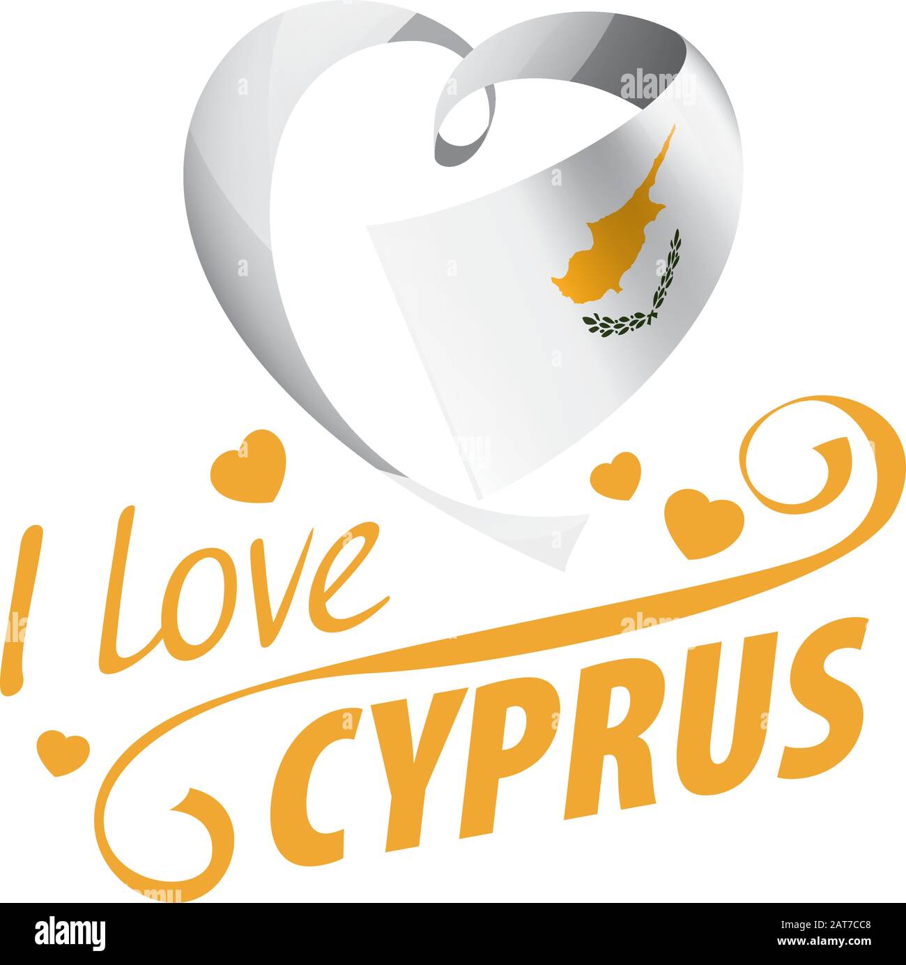 National flag of the Cyprus in the shape of a heart and the inscription ...