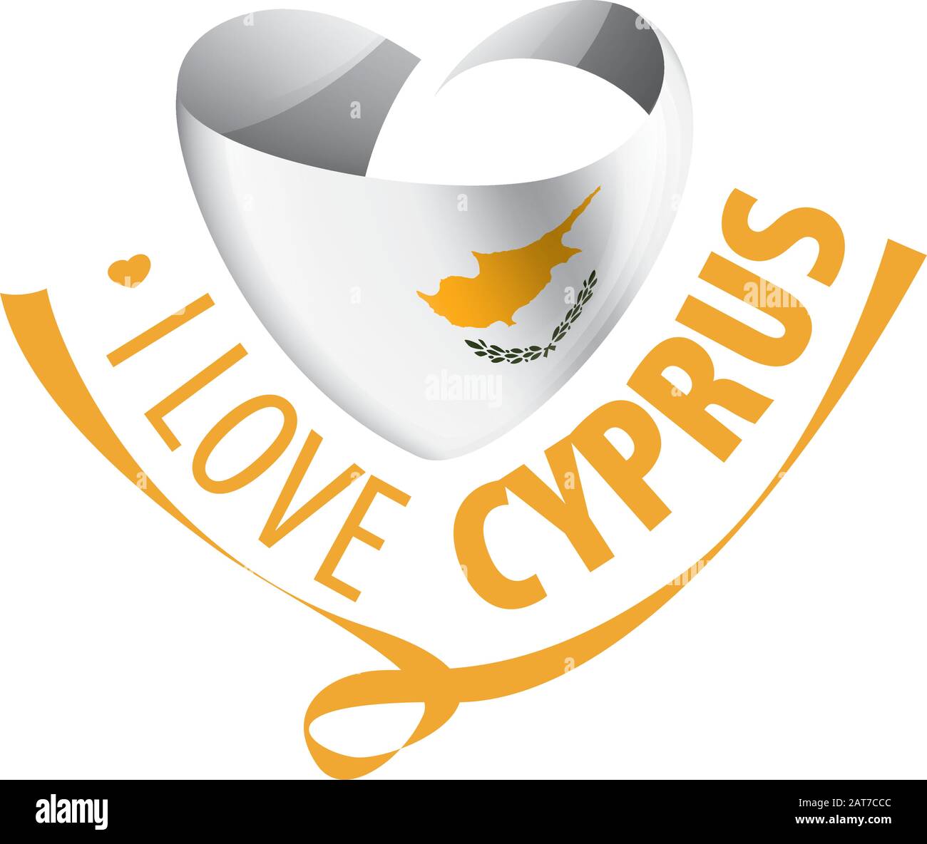 National flag of the Cyprus in the shape of a heart and the inscription ...