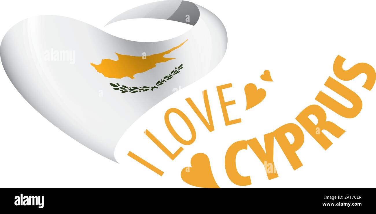National flag of the Cyprus in the shape of a heart and the inscription ...