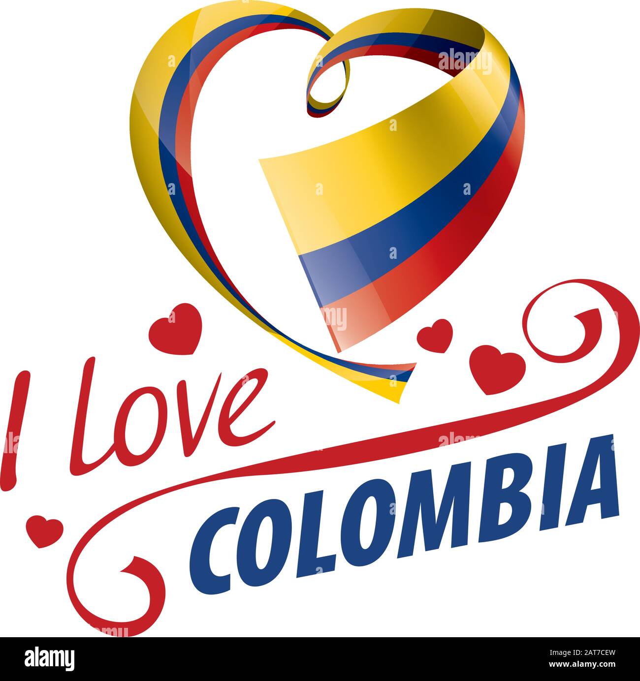 National flag of the Colombia in the shape of a heart and the ...