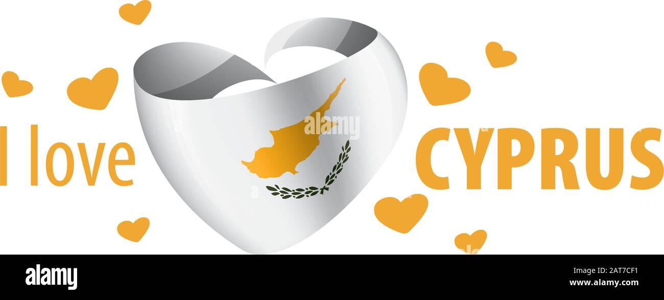 National flag of the Cyprus in the shape of a heart and the inscription ...