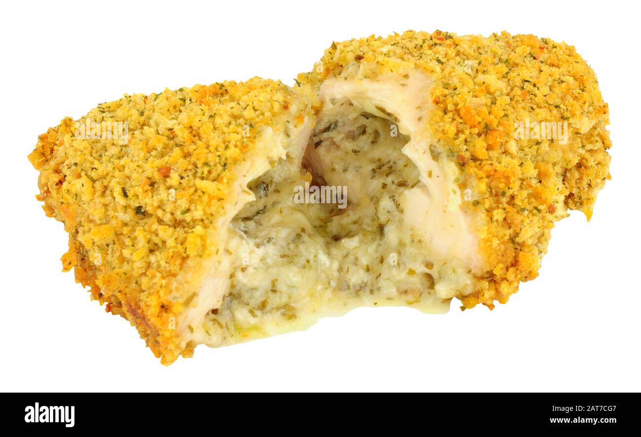 Garlic butter filled chicken Kiev isolated on a white background Stock ...
