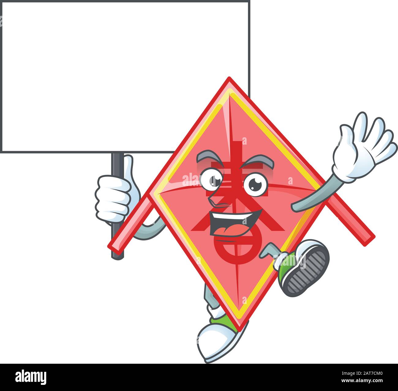 An icon of chinese red kite cartoon character style bring board Stock ...