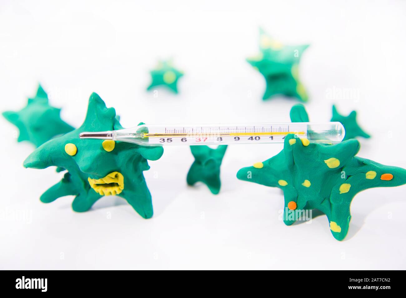 Microbes made from Play Clay. Abstract photo of the spread of the virus ...