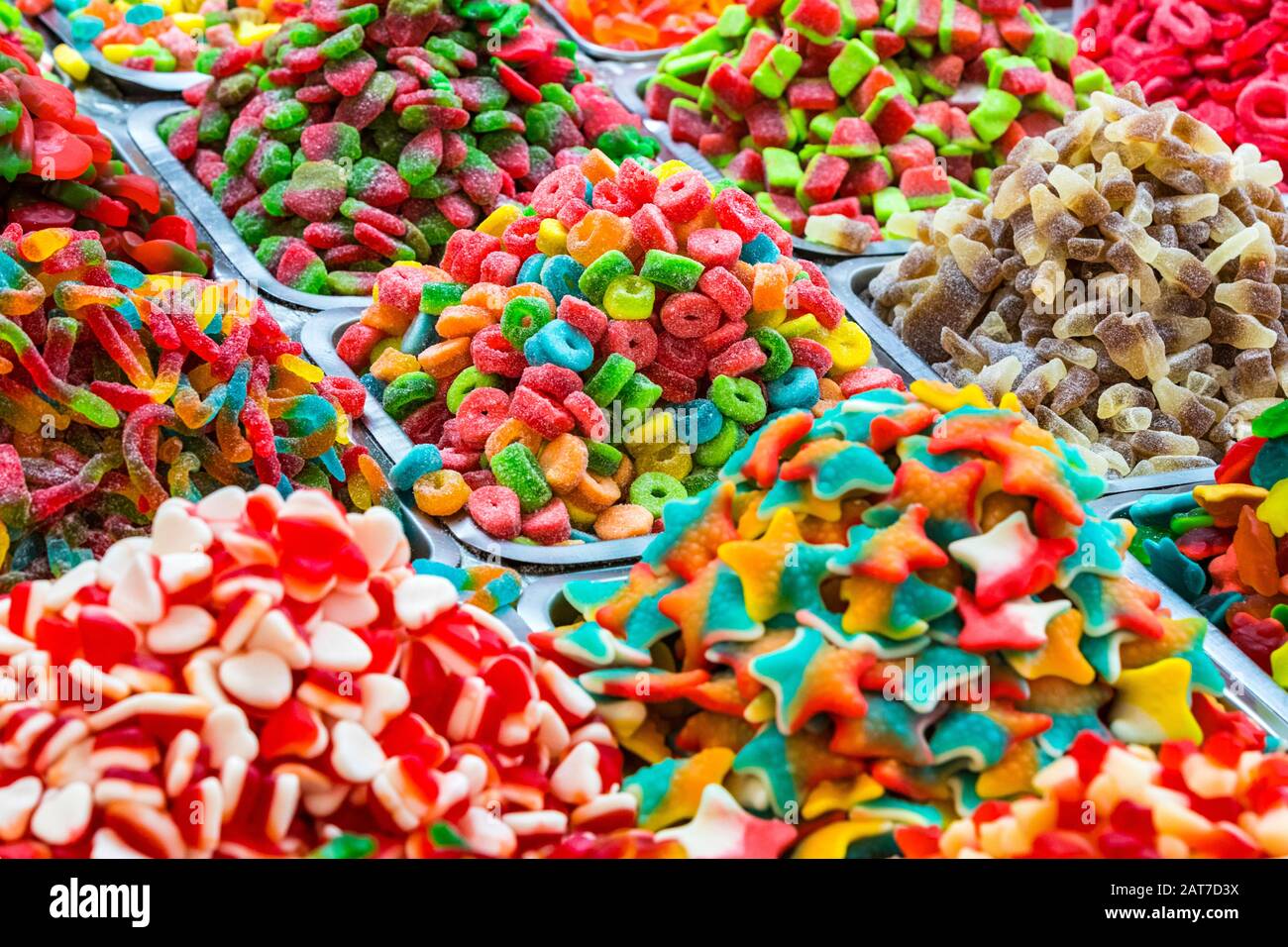 Assortment of jellied colored sweets as a product background Stock ...