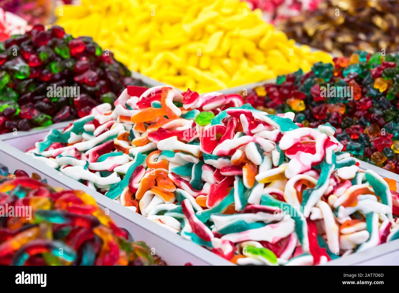 Assortment of jellied colored sweets as a product background Stock ...