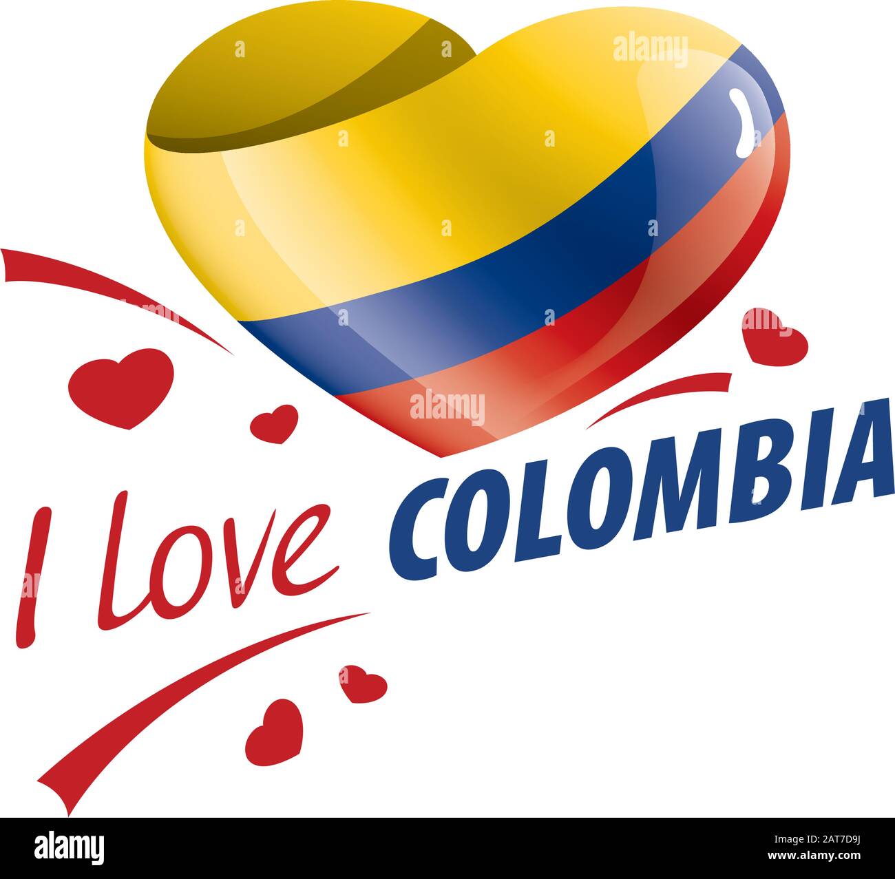 National flag of the Colombia in the shape of a heart and the ...