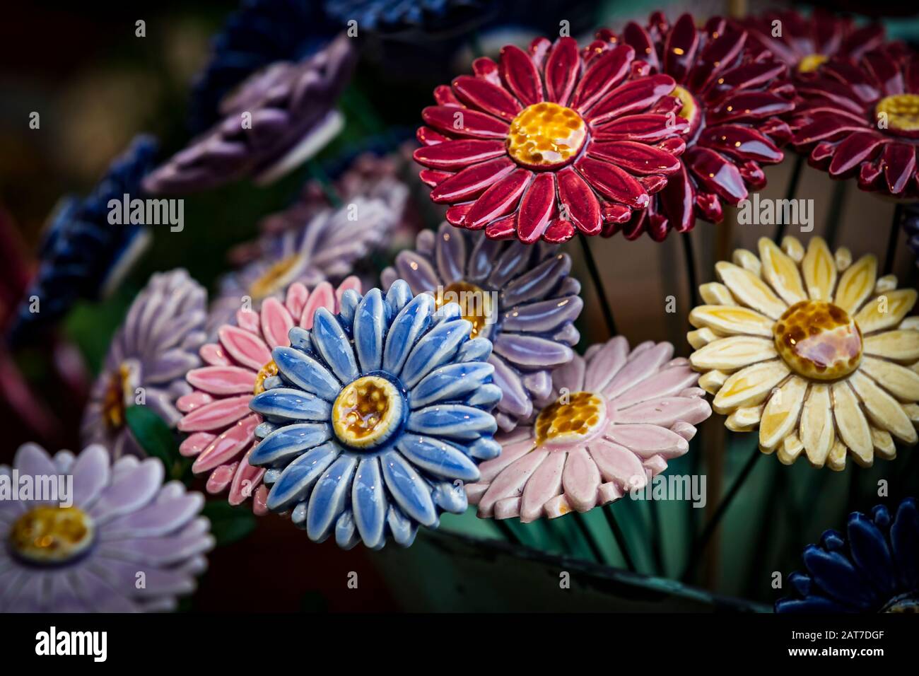 Traditional Hungarian ceramic flowers to decorate the interior of ...