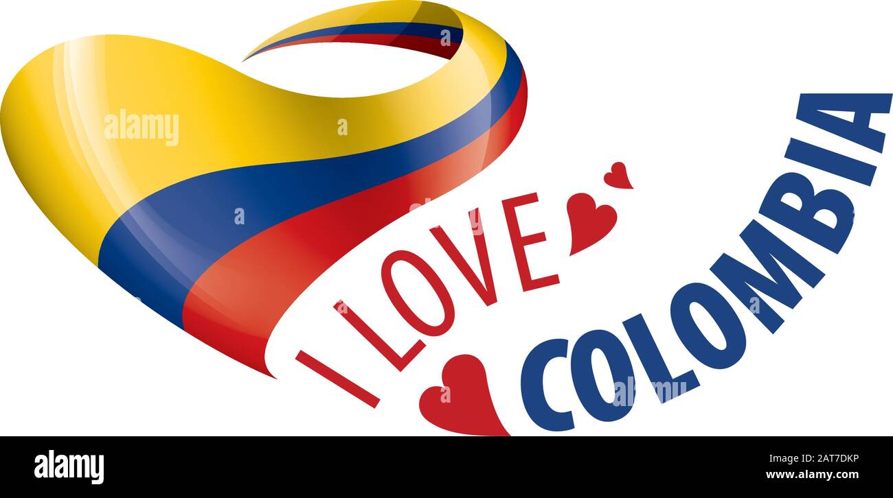 National flag of the Colombia in the shape of a heart and the ...