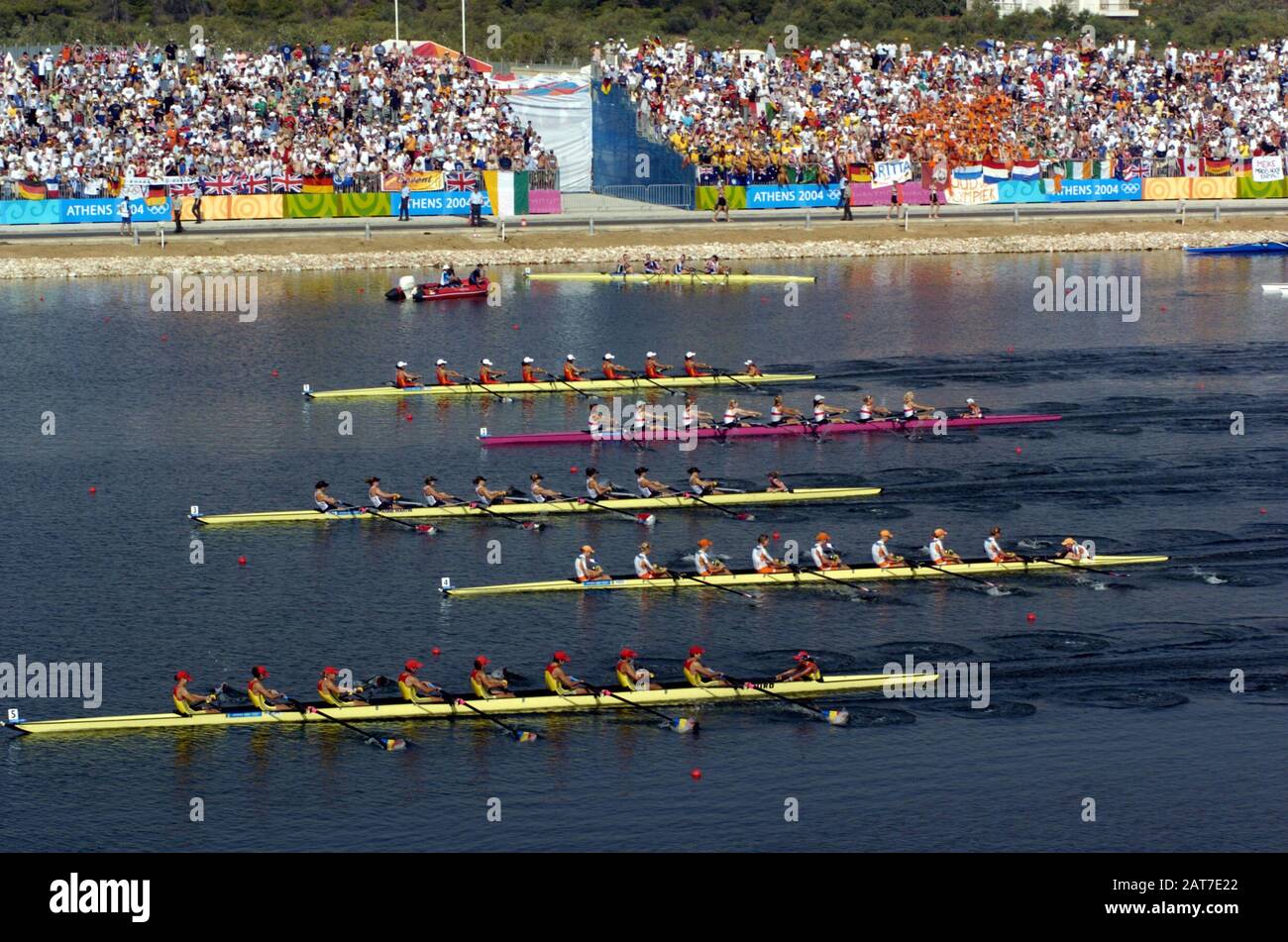 Womens olympic eights final from finish tower hi-res stock photography ...
