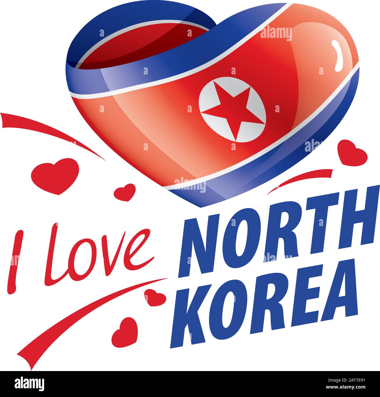 National flag of the North Korea in the shape of a heart and the ...