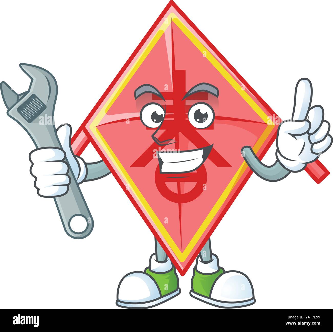 Smart Mechanic chinese red kite cartoon character design Stock Vector ...