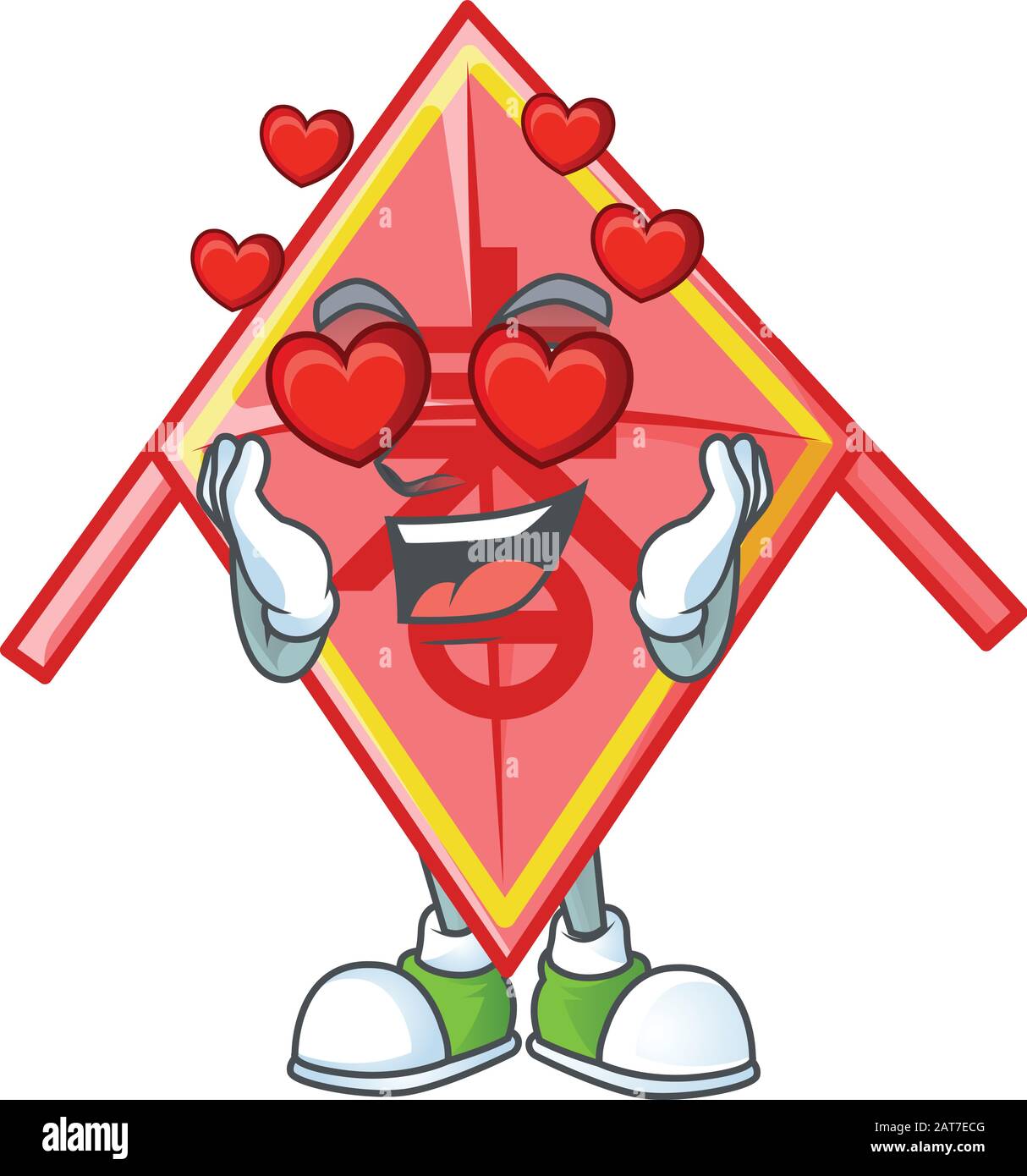 falling in love cute chinese red kite cartoon character design Stock ...