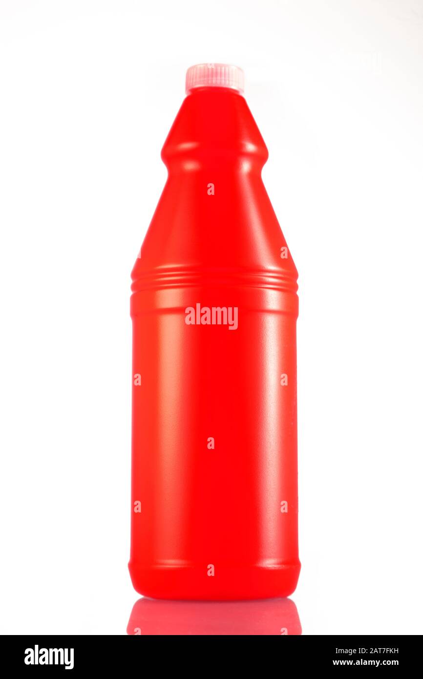 Red bottle with cleaning product isolated on white background Stock ...