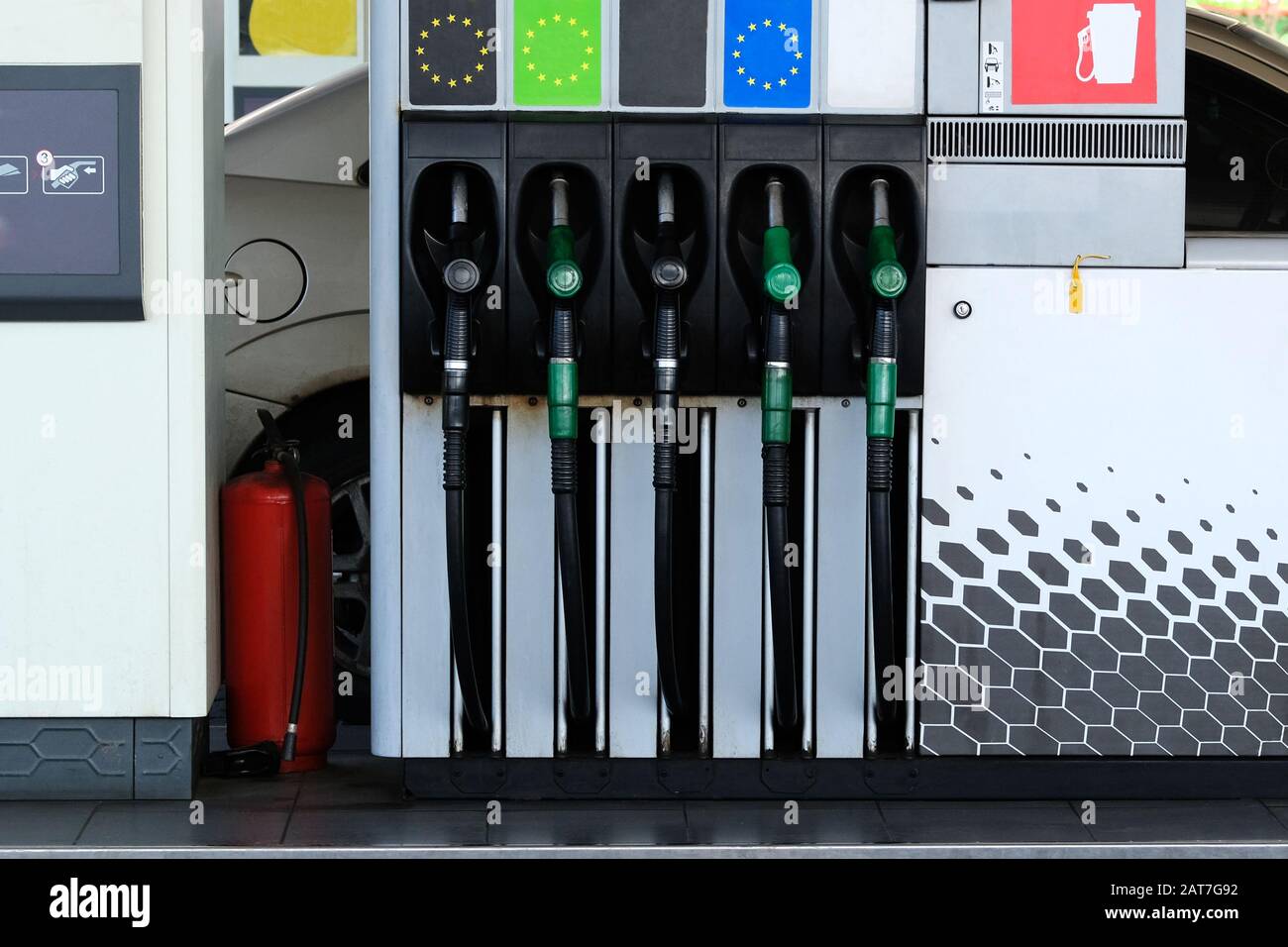 Gas station and petroling concept. Petrol station pump. To fill car ...