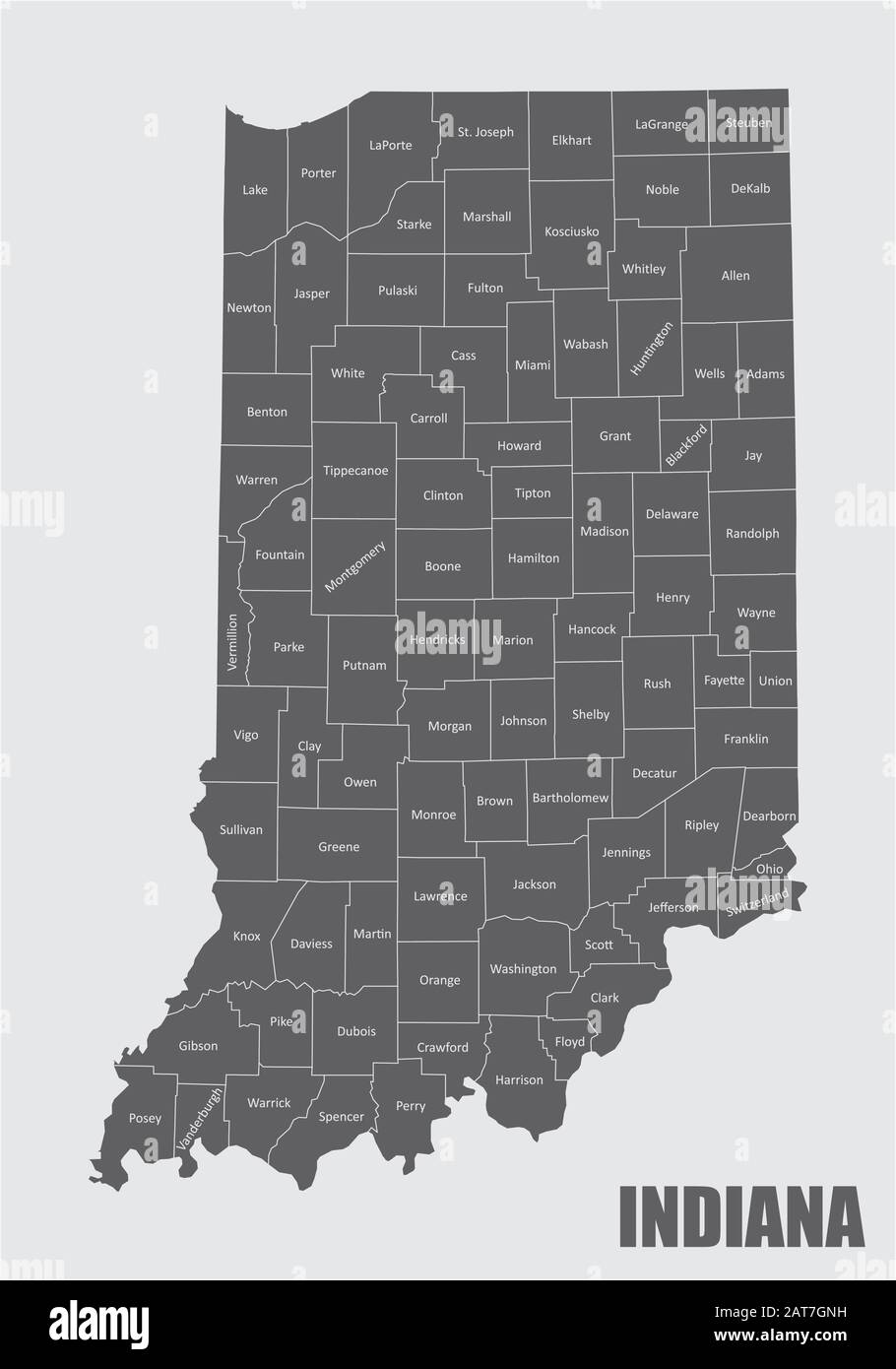 Map of Indiana Stock Vector Image & Art - Alamy