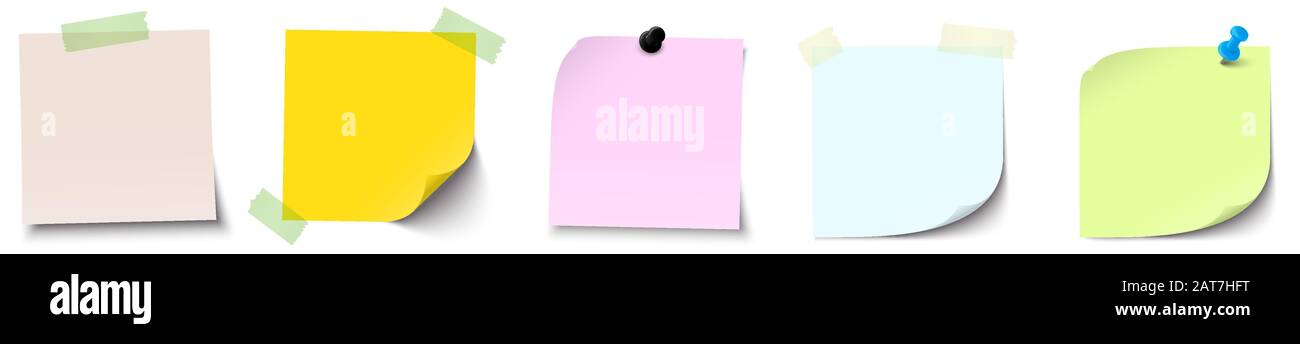 vector illustration of an collection of different sticky papers with ...