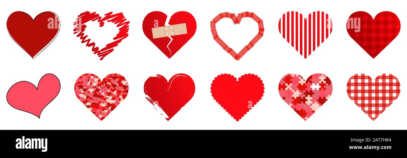 EPS vector collection of different hearts symbolizing love, for ...
