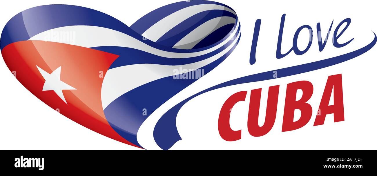 National flag of the Cuba in the shape of a heart and the inscription I ...